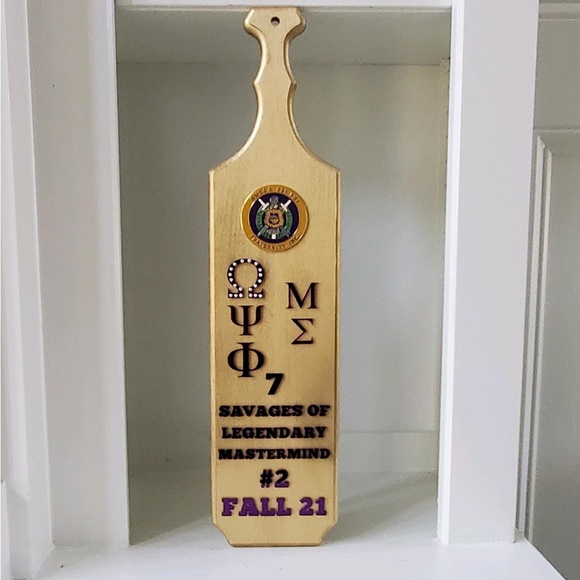 D9 Greeks | Other | Omega Psi Phi Custom Wooden Paddle Gold Colored ...